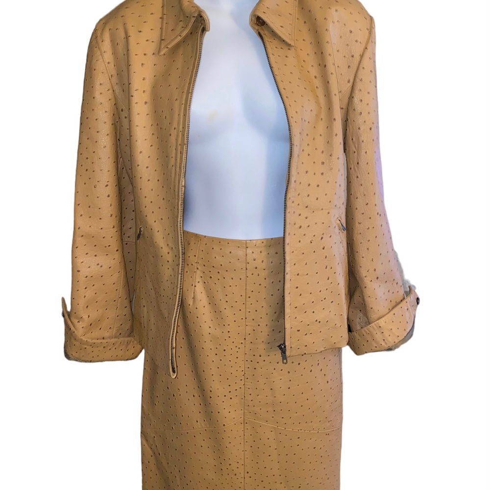 Ybs Soft Leather Jacket & Pencil Skirt Set - Gem